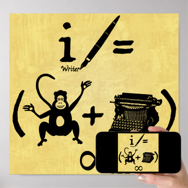 Funny Writer Monkey Typewriter Equation Poster | Zazzle