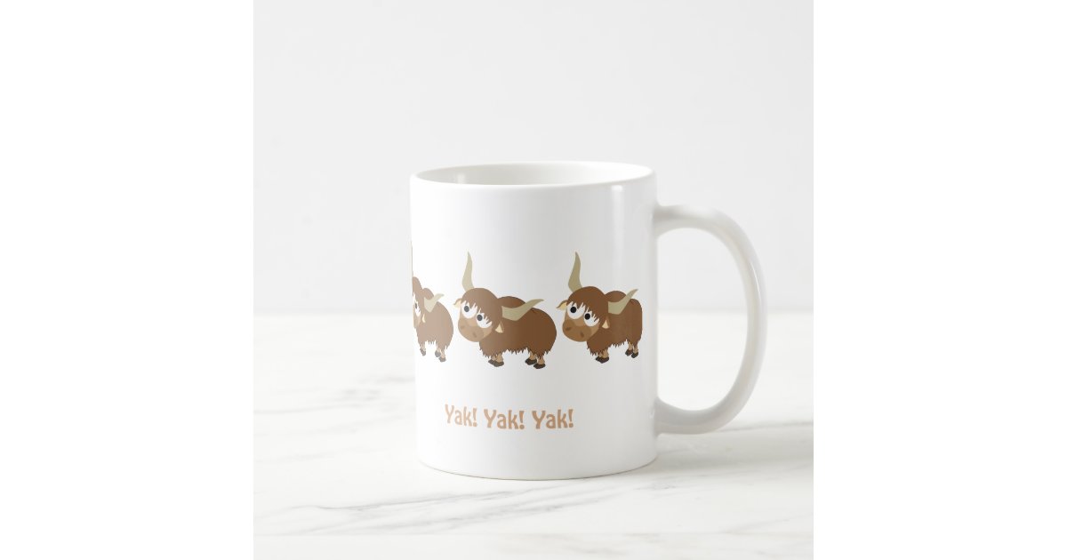 Funny Yak Yak Yak Pun Cute Cartoon Yaks Coffee Mug | Zazzle