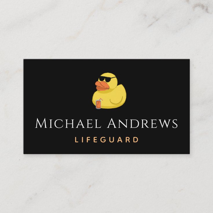 Funny Yellow Duck & Cocktail Lifeguard Beach Theme Business Card | Zazzle