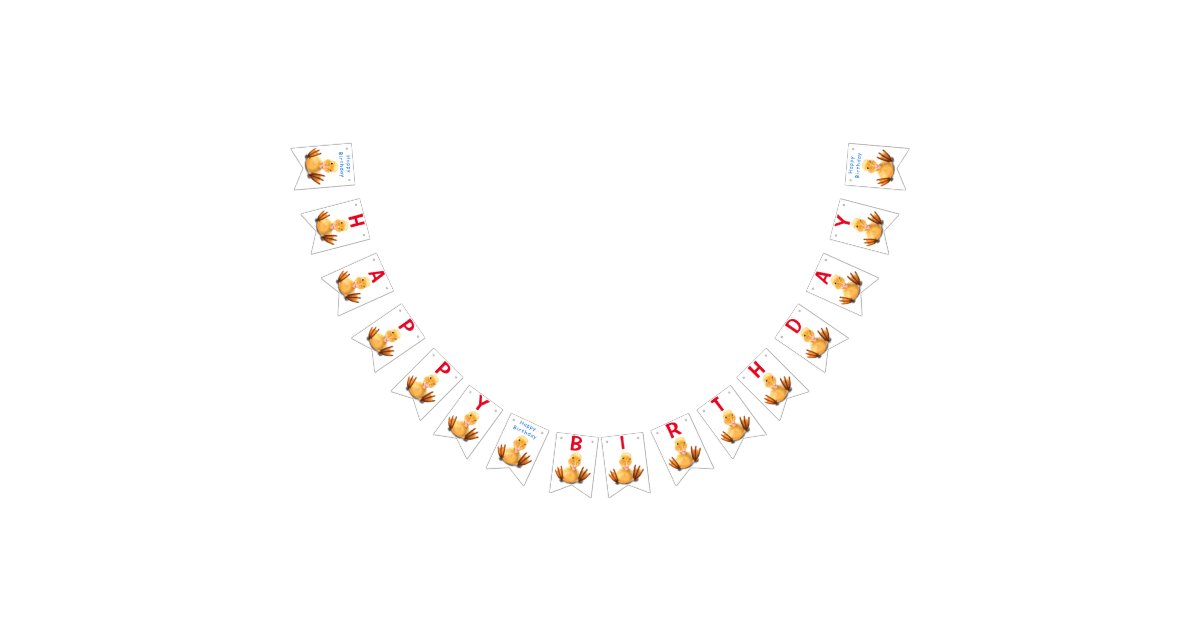 Funny Yellow Duck Playful Wink - Happy Birthday Bunting Flags | Zazzle