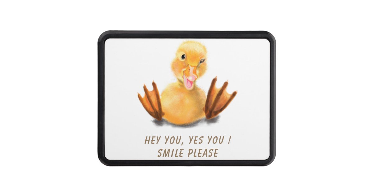 Funny Yellow Duck Playful Wink Happy Smile Cartoon Hitch Cover | Zazzle