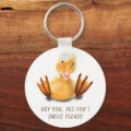 Funny Yellow Duck Playful Wink Happy Smile Cartoon Keychain | Zazzle