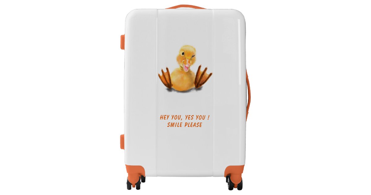 Funny Yellow Duck Playful Wink Happy Smile Cartoon Luggage | Zazzle