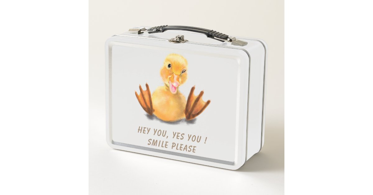 Funny Yellow Duck Playful Wink Happy Smile Cartoon Metal Lunch Box | Zazzle