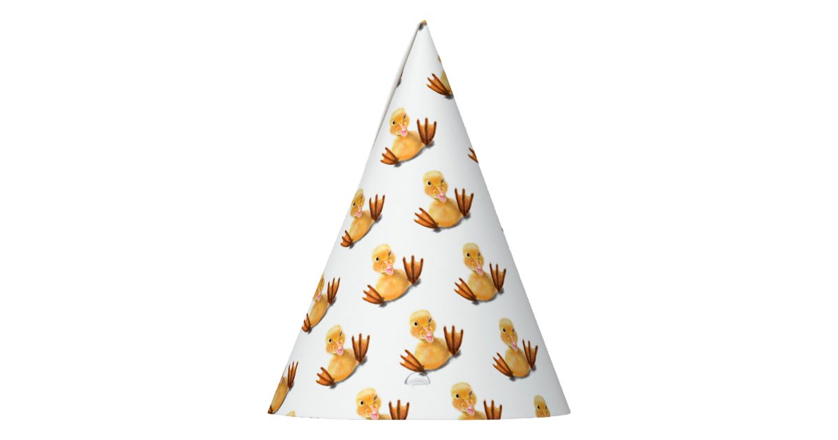 Funny Yellow Duck Playful Wink Happy Smile Cartoon Party Hat | Zazzle