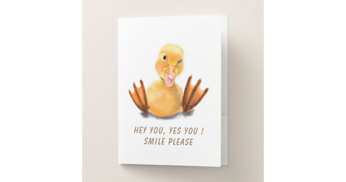 Funny Yellow Duck Playful Wink Happy Smile Cartoon Pocket Folder | Zazzle