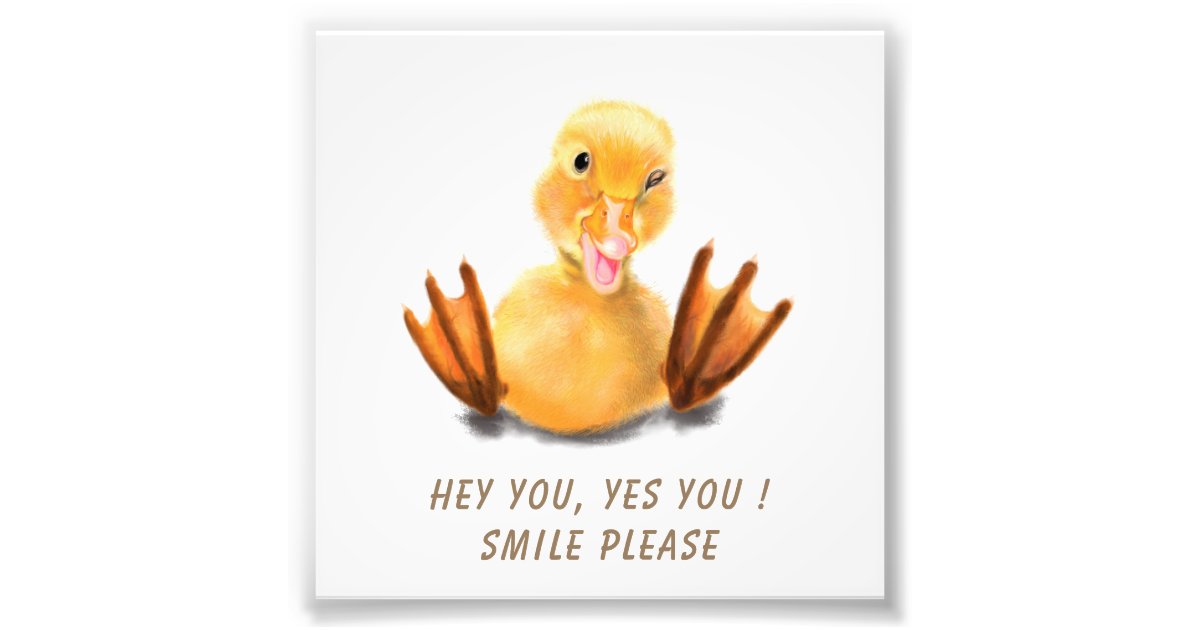 Funny Yellow Duck Playful Wink Smile - Custom Text Photo Print | Zazzle