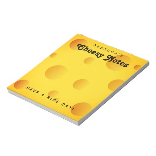 Funny yellow swiss cheese custom writing notepads | Zazzle