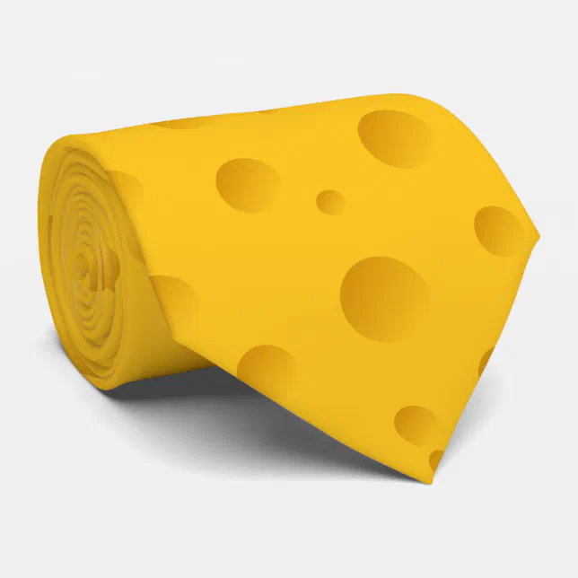 Funny yellow swiss cheese novelty party neck tie | Zazzle