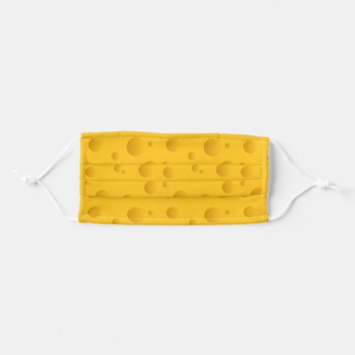 Funny yellow swiss cheese print adult cloth face mask | Zazzle