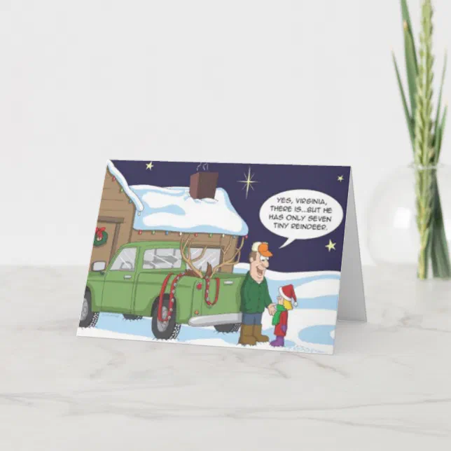 Funny Yes Virginia Reindeer Hunting Christmas Card | Zazzle