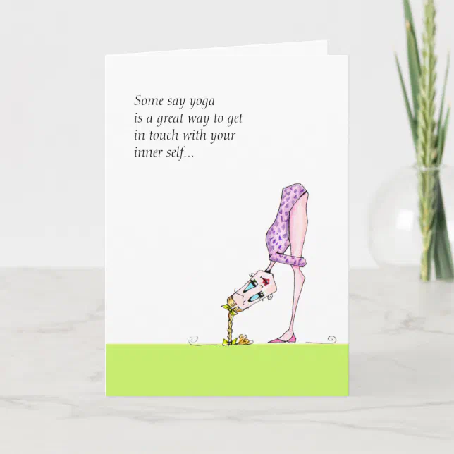 Funny yoga pose humor card | Zazzle
