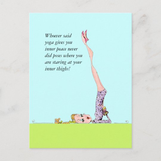 Funny yoga postcard with funny yoga humor! | Zazzle.com