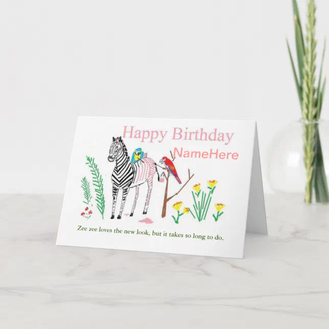 Funny Zebra Birthday Card | Zazzle