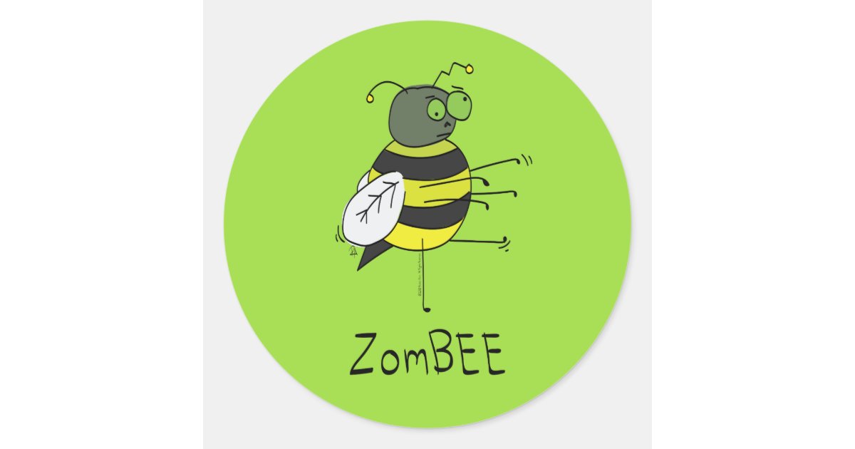 Funny Zombie Bee Cute Halloween Stickers | Zazzle