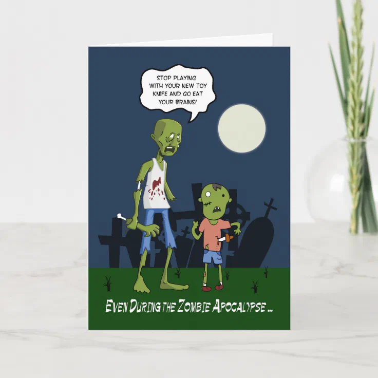 Funny Zombie Dad and Son for Father’s Day Card | Zazzle