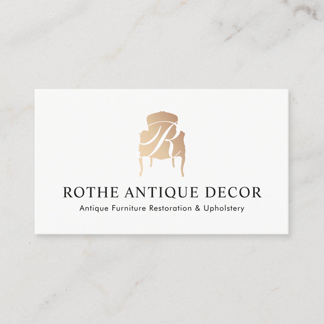 Furniture Restoration & Decor Gold Monogram Logo Business Card | Zazzle