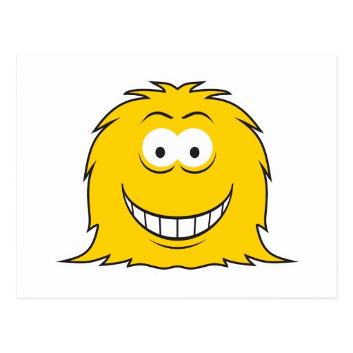 Furry Monster Smiley Face Postcard | Zazzle