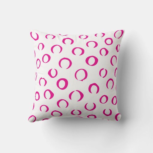 Fuschia Hot Pink and White Modern Polka Dots Throw Pillow | Zazzle