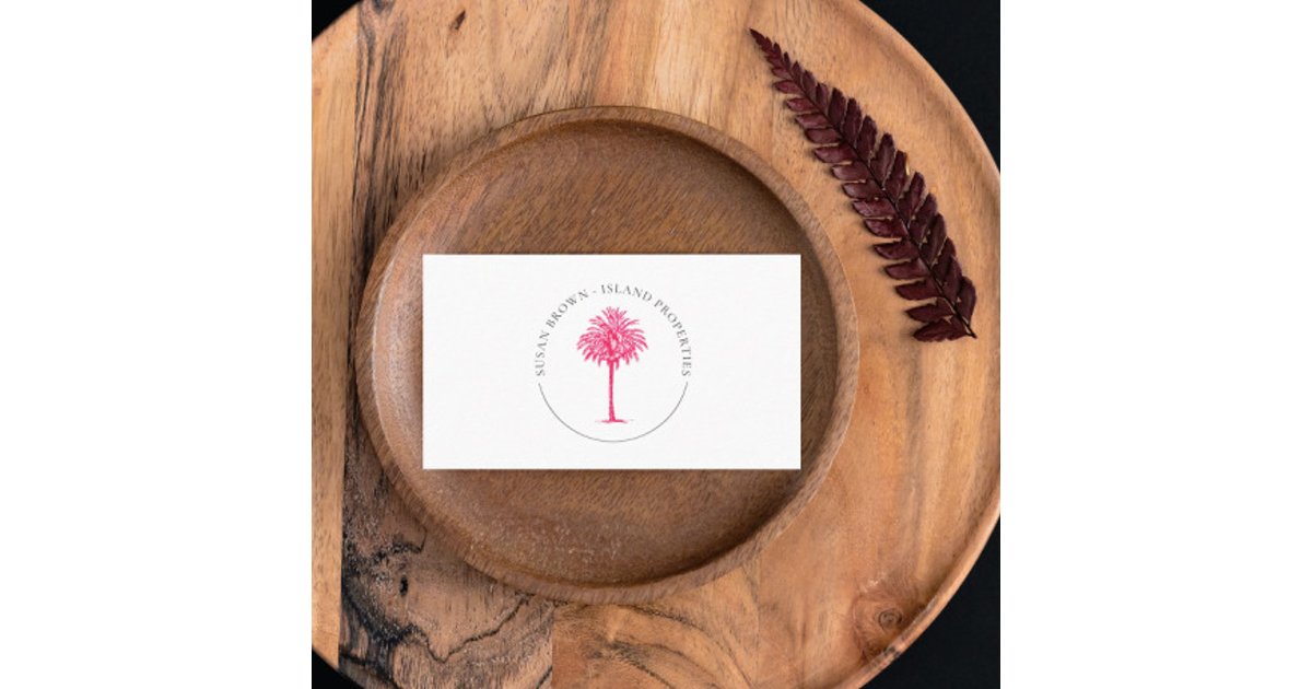 Fuschia Palm Tree Logo Business Card | Zazzle