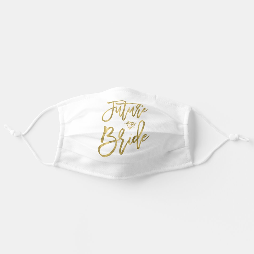 Future Bride Face Mask Faux Gold Diamond | Zazzle