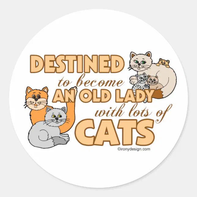 Future Crazy Cat Lady Funny Saying Design Classic Round Sticker | Zazzle