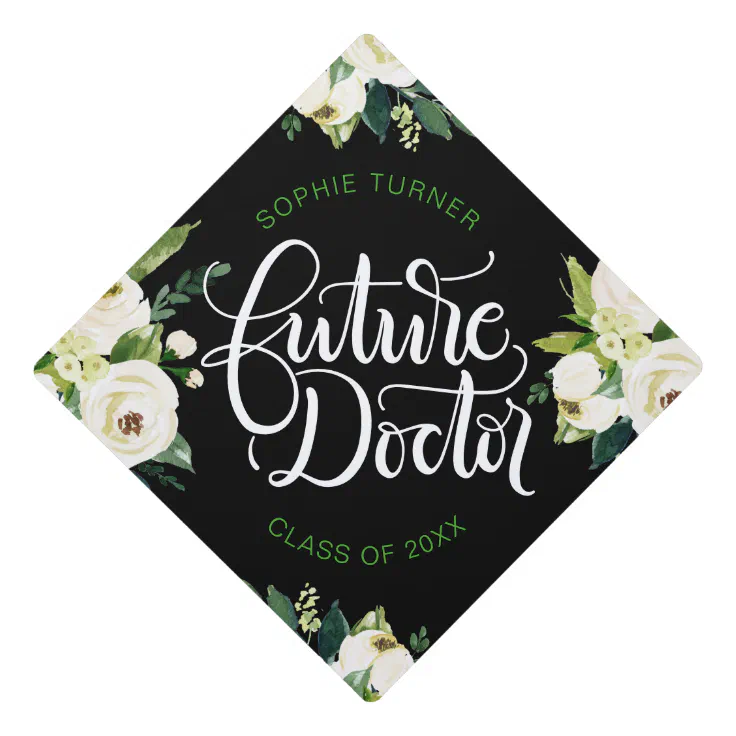 Future Doctor - Graduation white watercolor Graduation Cap Topper | Zazzle