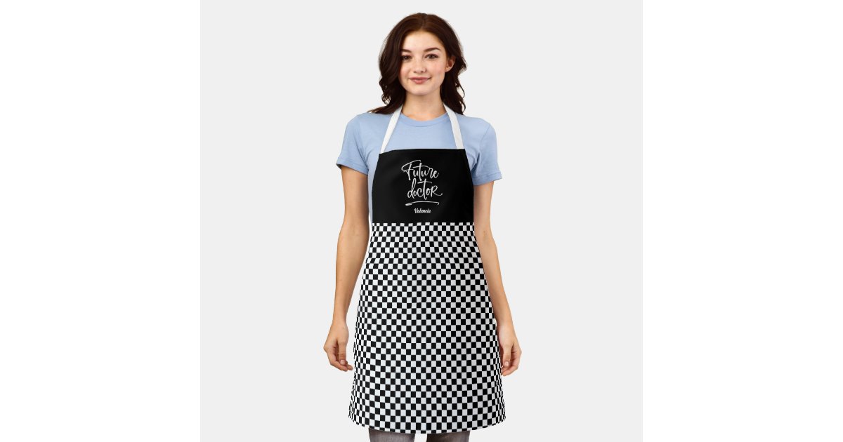 Future Doctor Med Student Personalized Checkered Apron | Zazzle