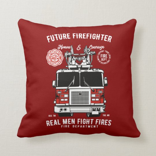 Future Firefighter Boys Gifts Fire Truck Engine Throw Pillow | Zazzle.com