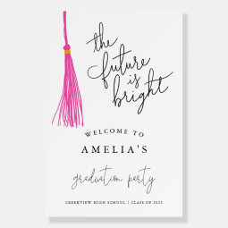Future Is Bright Pink Grad Party Welcome Sign | Zazzle