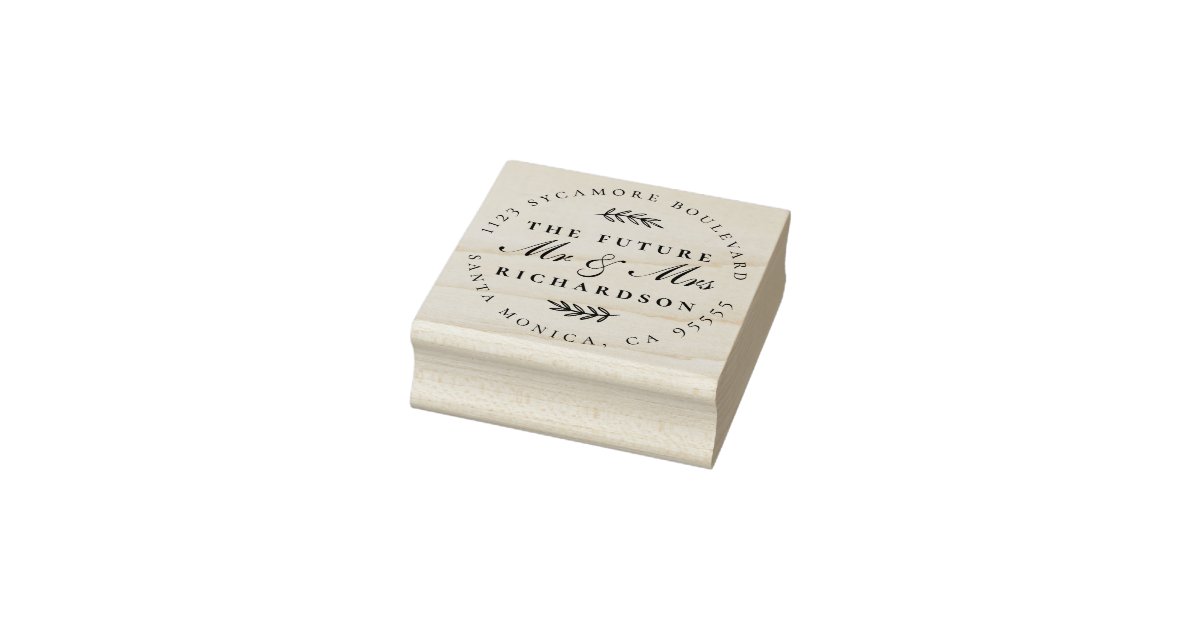 Future Mr & Mrs | Engaged Couple Return Address Rubber Stamp | Zazzle