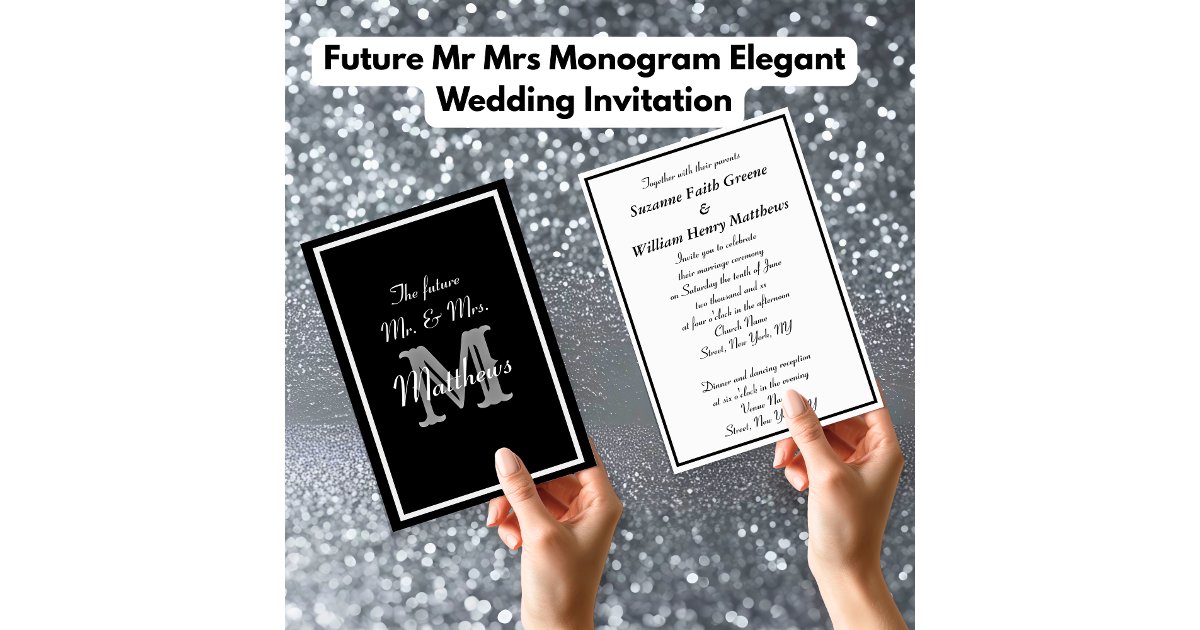 Future Mr Mrs Monogram Elegant Wedding Invitations | Zazzle