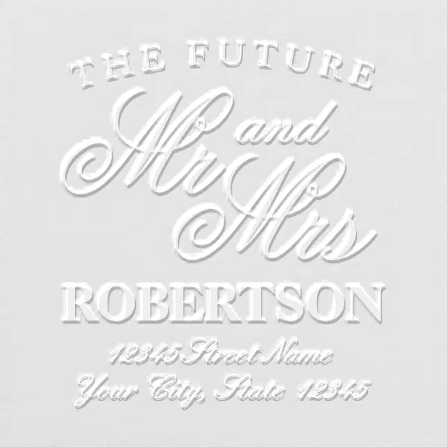 Future Mr & Mrs script address wedding monogram Embosser | Zazzle