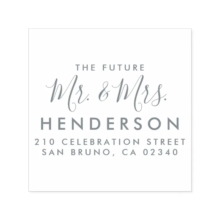 Future Mr & Mrs Script Modern Name Return Address Self-inking Stamp ...