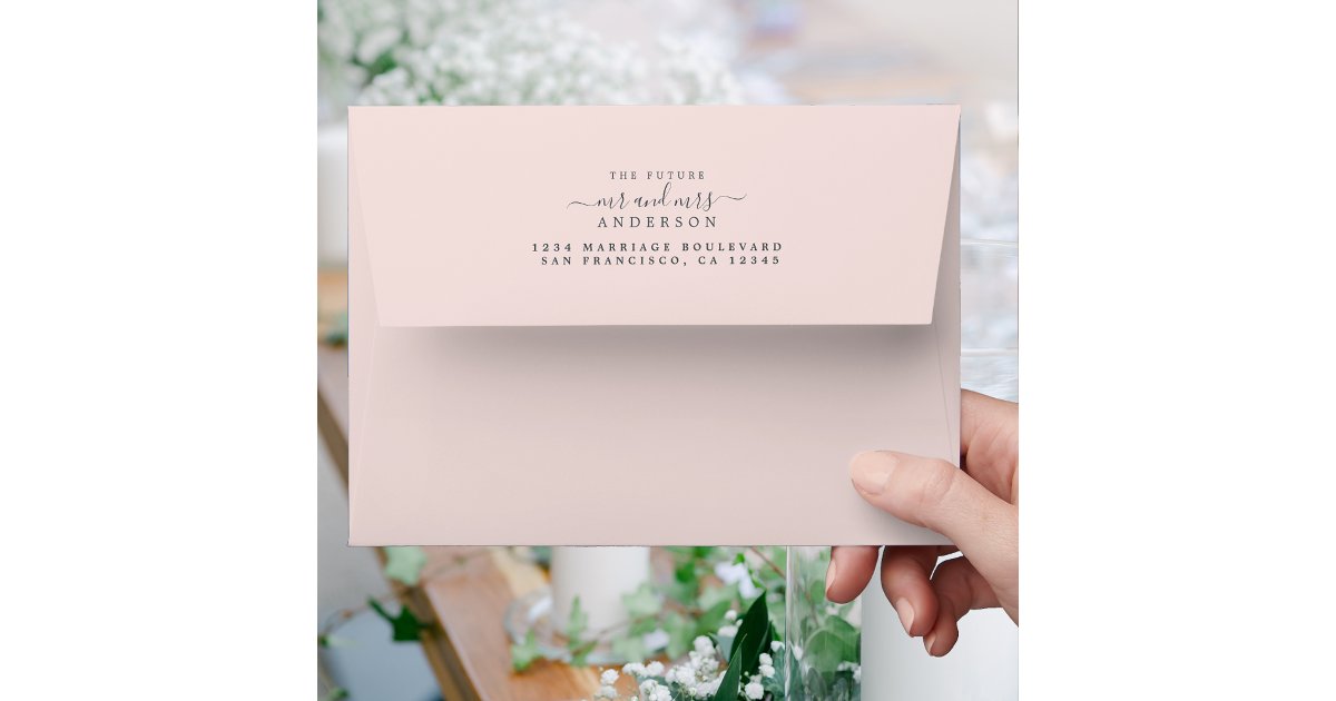 Future Mr Mrs Script Pink Wedding Return Address Envelope | Zazzle