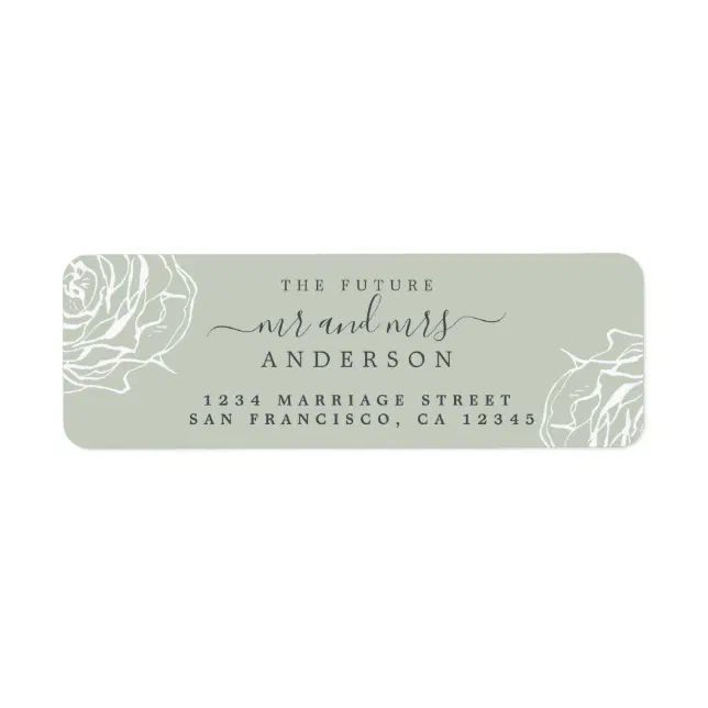 Future Mr Mrs White Floral Wedding Return Address Label | Zazzle