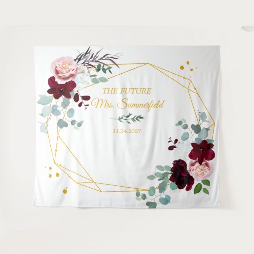 Future Mrs Floral Backdrop Bridal Shower Tapestry | Zazzle