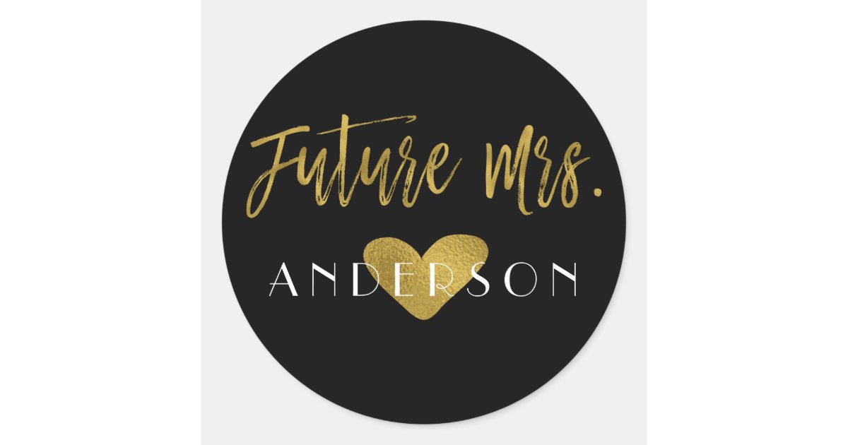 Future Mrs. Gold Foil Bridal Shower Sticker | Zazzle