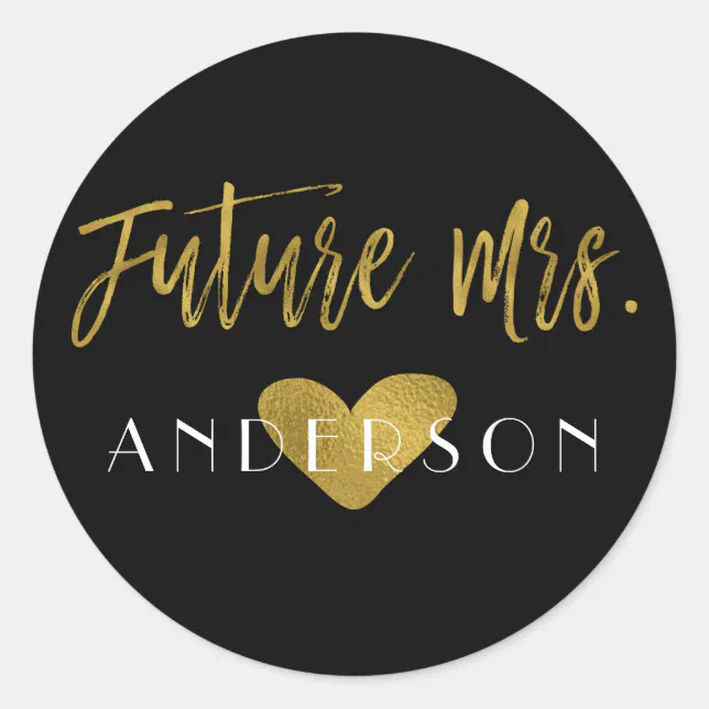 Future Mrs. Gold Foil Bridal Shower Sticker | Zazzle
