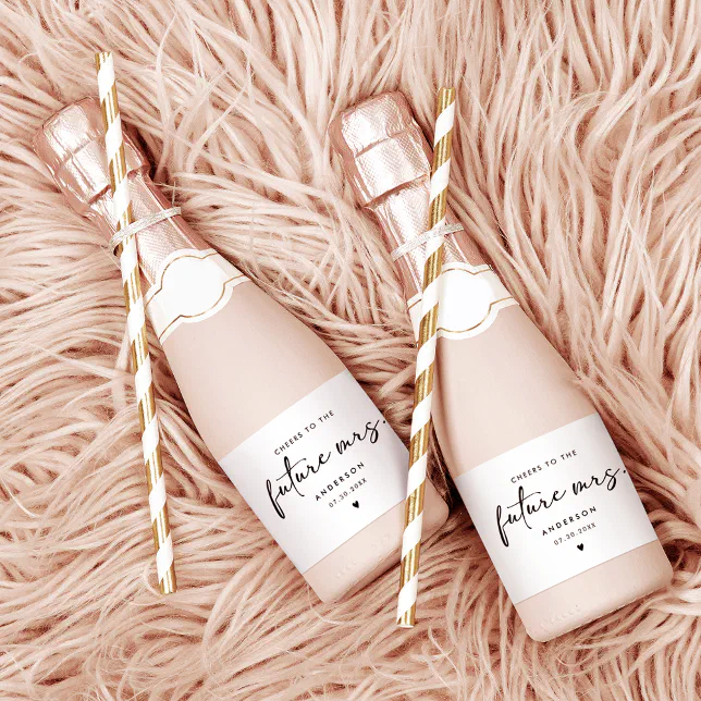 Future Mrs. Modern Handwriting Script Sparkling Wine Label | Zazzle