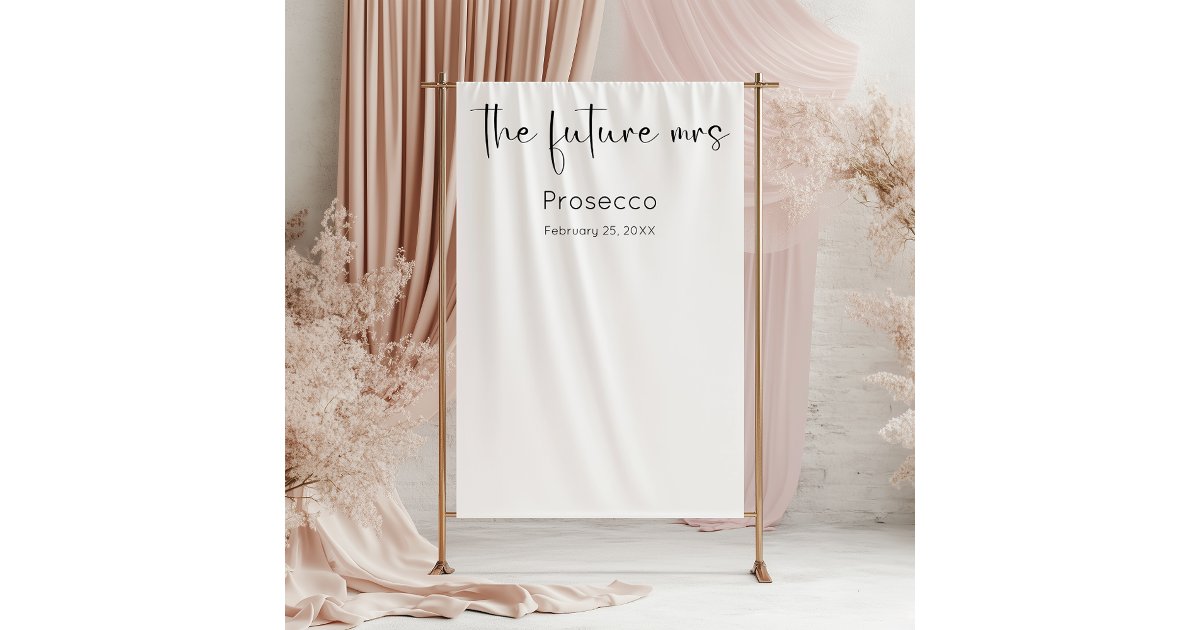 Future Mrs Modern Script Bridal Shower Backdrop | Zazzle