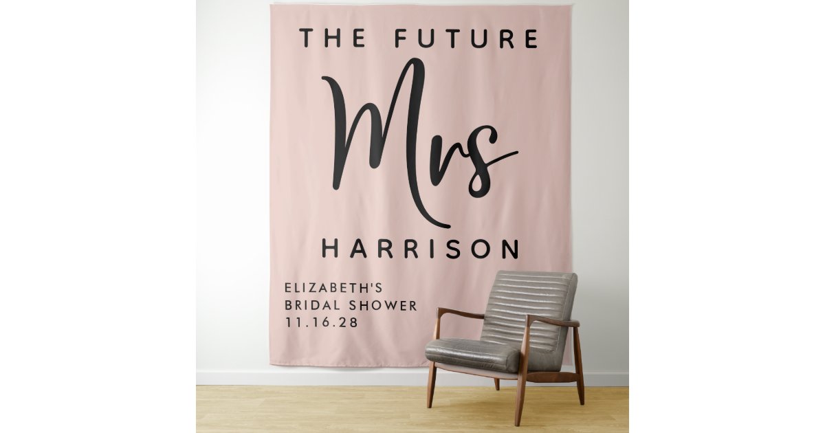 Future Mrs Personalized Blush Pink Bridal Shower Tapestry Zazzle