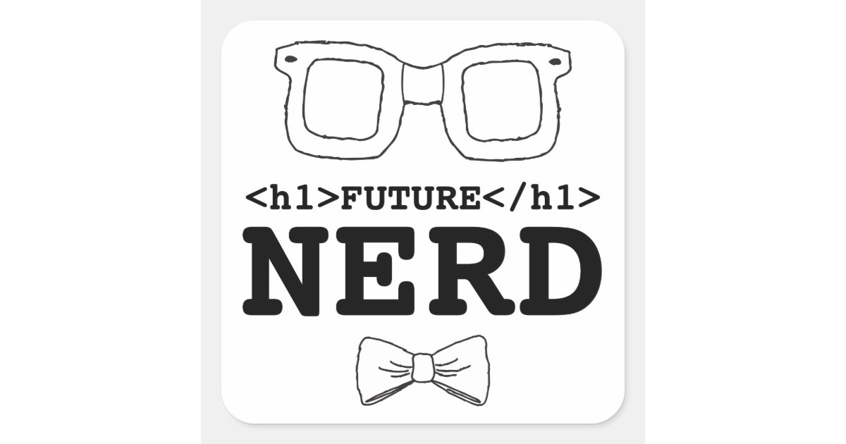 Future Nerd Clipart Nerd Glasses Clipart Design Square Sticker | Zazzle