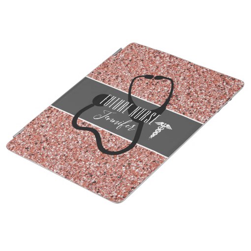 Future Nurse Stethoscope Pink Rose Gold Glitter iPad Smart Cover | Zazzle