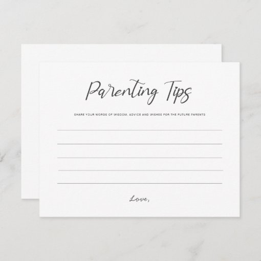Future parents tips mom and dad baby shower advice note card | Zazzle