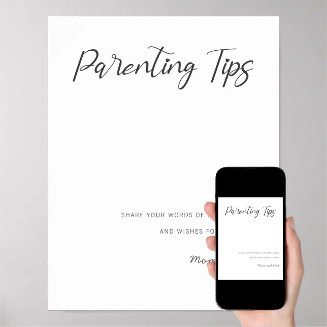 Future parents tips mom and dad baby shower advice poster | Zazzle