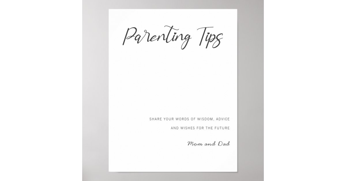 Future parents tips mom and dad baby shower advice poster | Zazzle