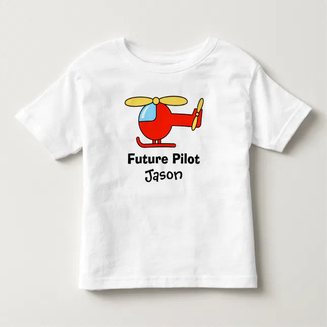 Future pilot t shirt for kids with toy helicopter | Zazzle