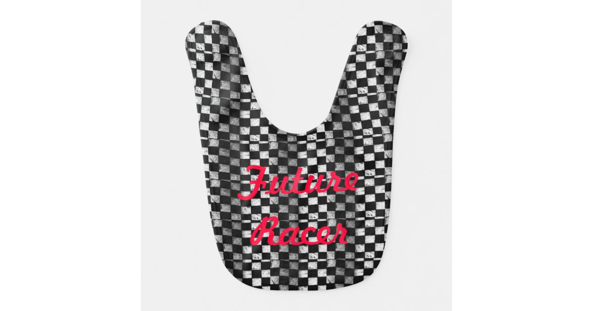 Future Racer Checkered Flag Baby Bib | Zazzle