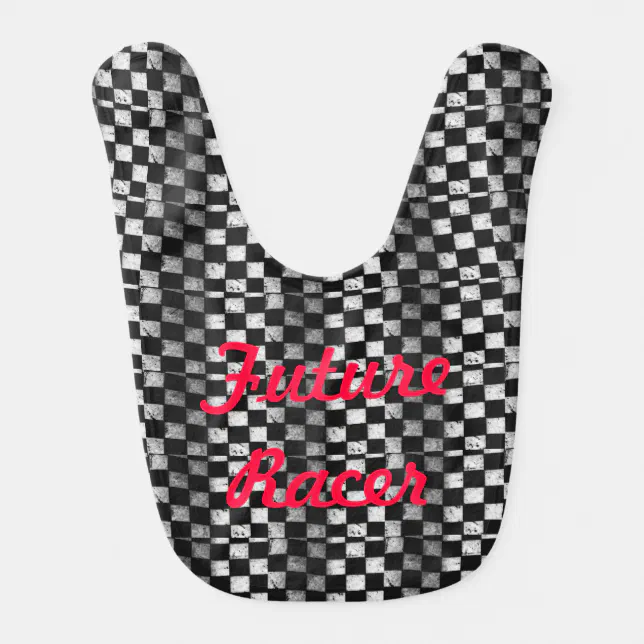 Future Racer Checkered Flag Baby Bib | Zazzle